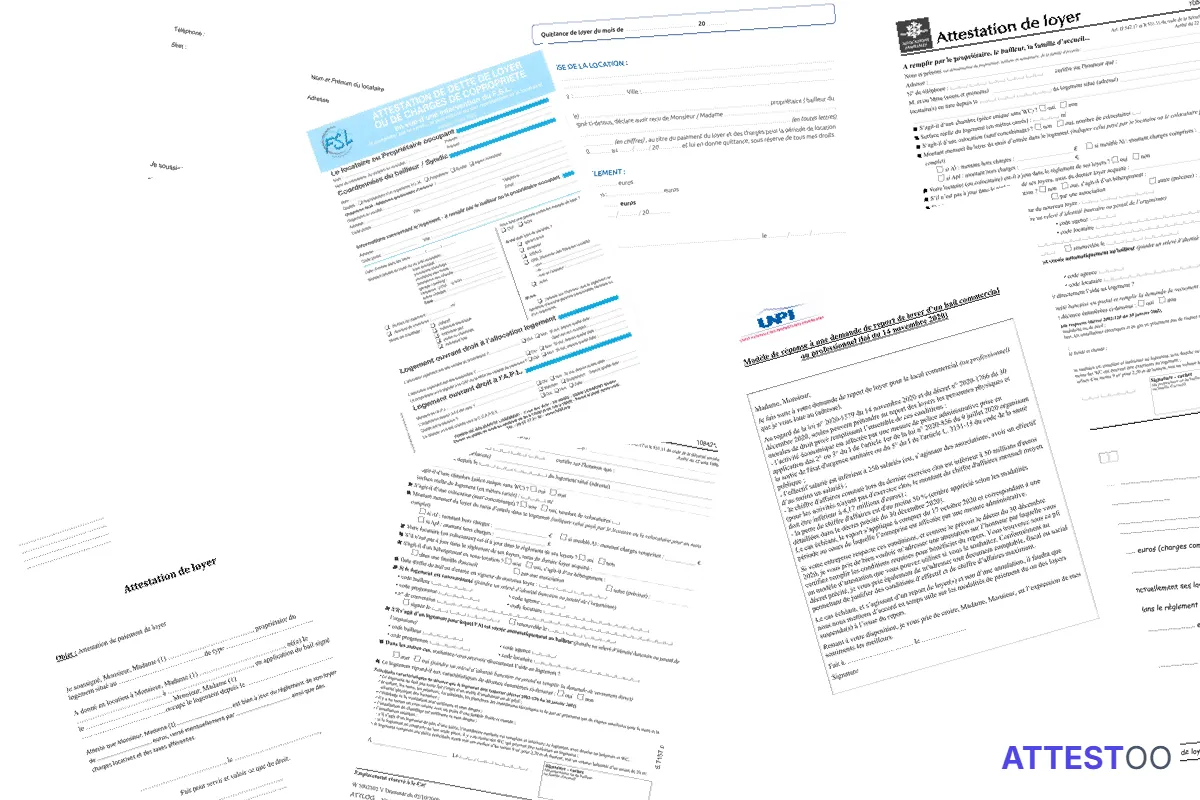 Modèle d'Attestation de Loyer / Quittance [PDF/Word] | Attestoo